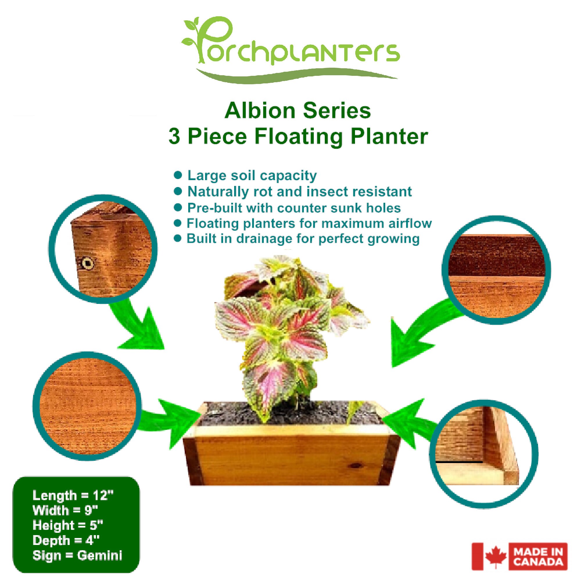 Floating Planter 3 Pack Cedar Floating Garden Planter Set Garden, Herb ...