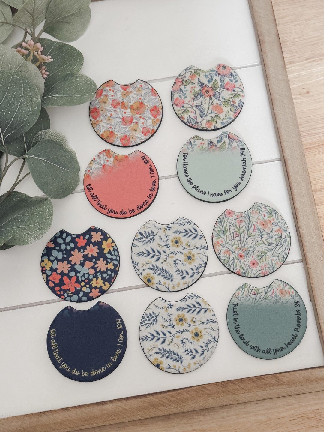 Floral Car Coasters: Inspirational Neoprene Coasters, Set of 2 - Etsy
