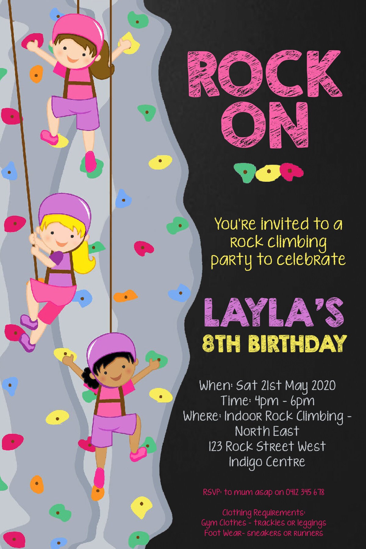 Rock Climbing Invitation Rock Climb Party Birthday Invite - Etsy