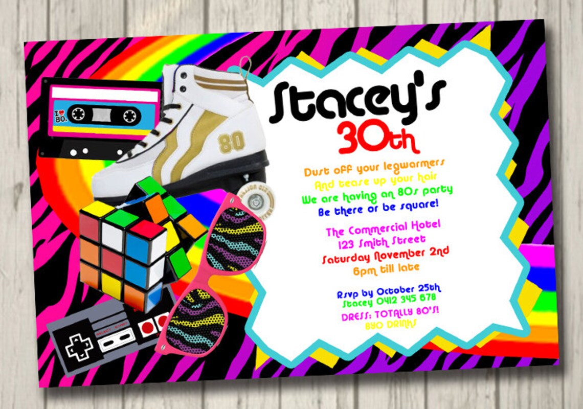 80s Retro 80s Invitation Retro Party Birthday Invite - Etsy