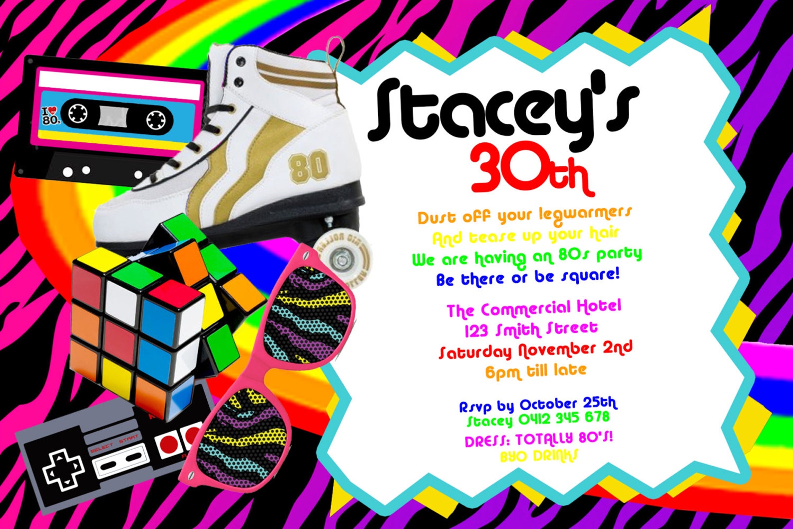 80s Retro 80s Invitation Retro Party Birthday Invite - Etsy