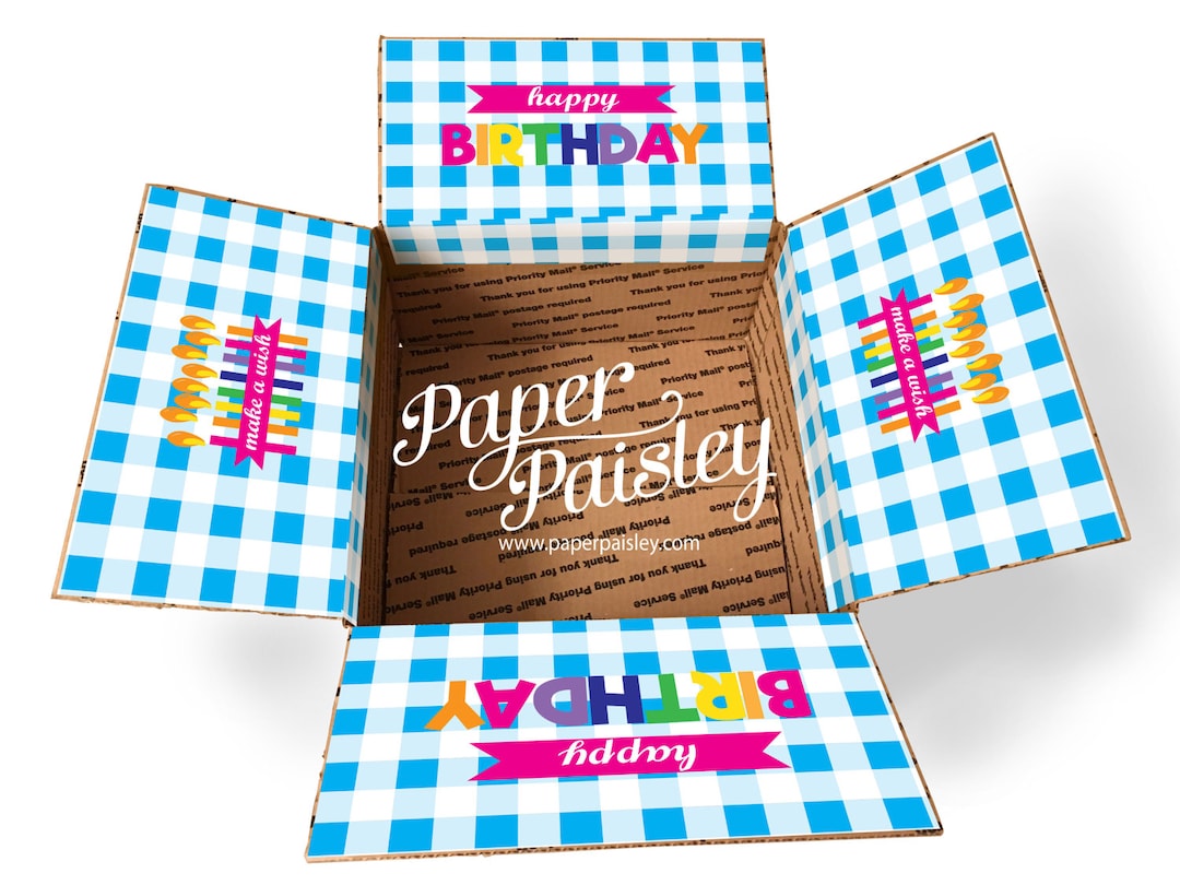 Happy Birthday Care Package Box Sticker Kit - Buffalo Check - Etsy