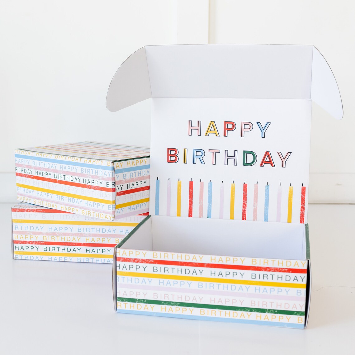 3 Shipping Boxes Happy Birthday Candles/mailing Box/shipping - Etsy