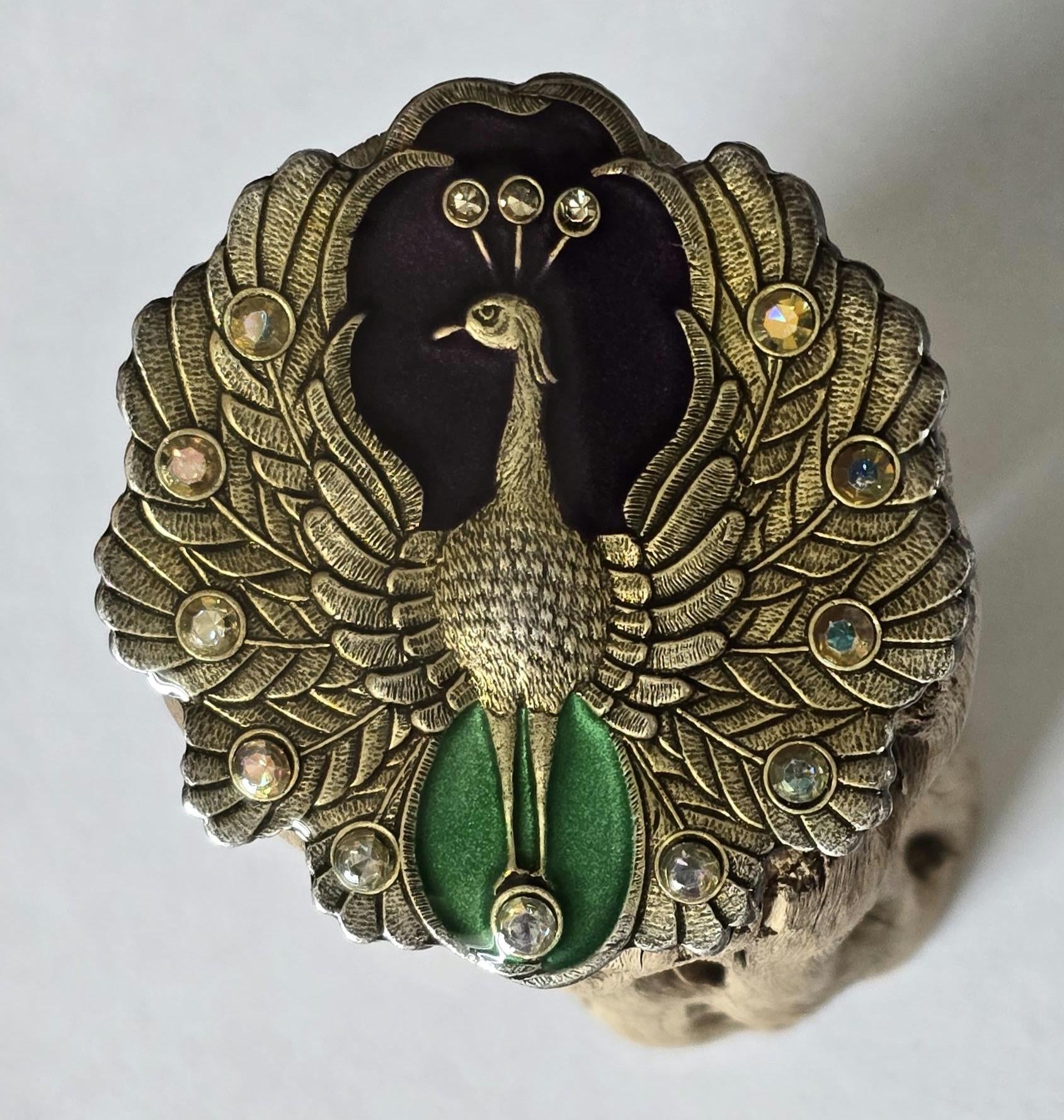 Vintage Early Catherine Popesco Peacock Rhinestone Enamel Brooch Pin ...