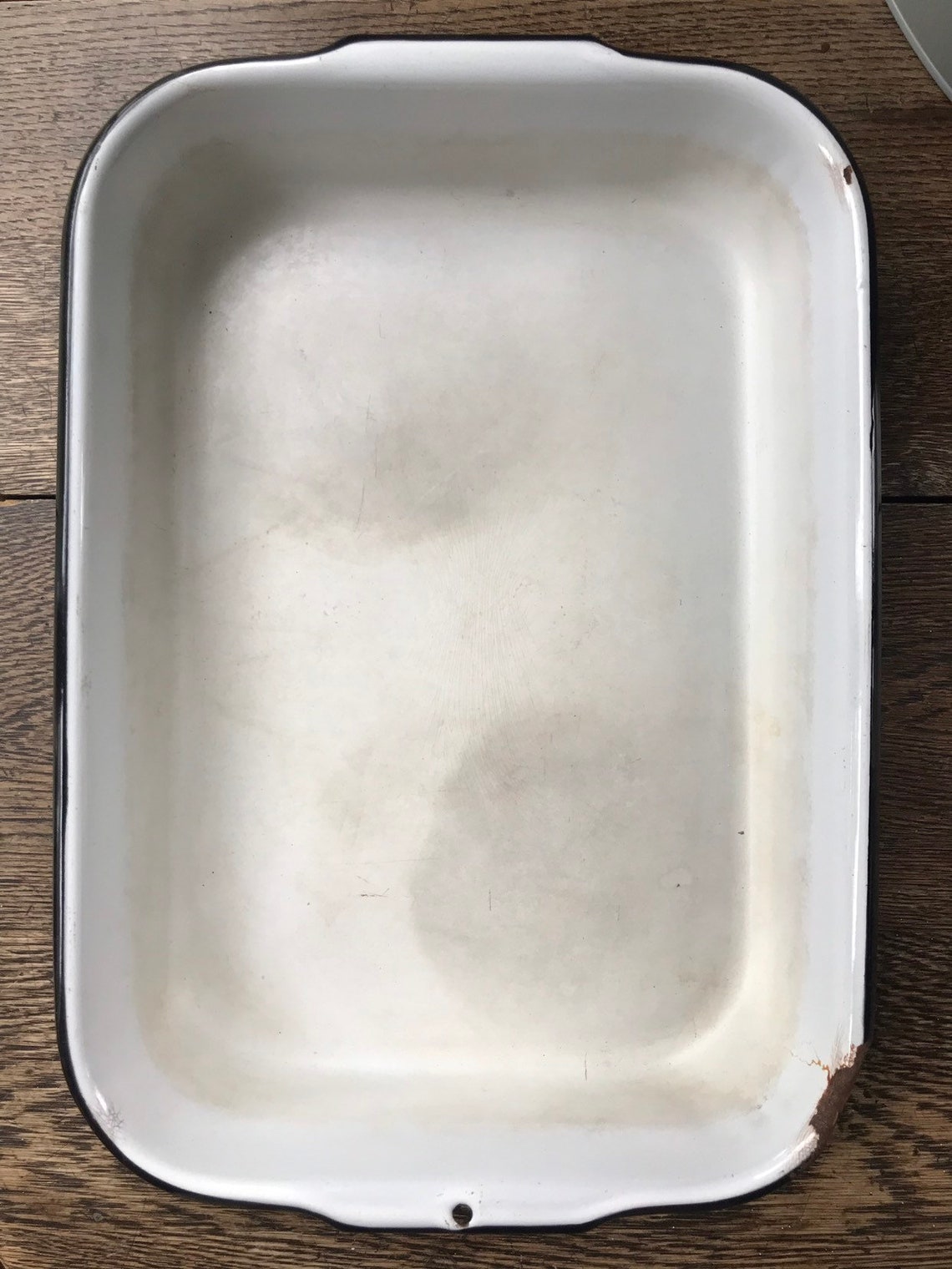 Vintage Retro Rectangular White Porcelain Enamelware Pan with | Etsy