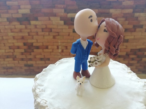 Chibi Wedding Cake Topper Bald Anime Couple Bride and Groom | Etsy