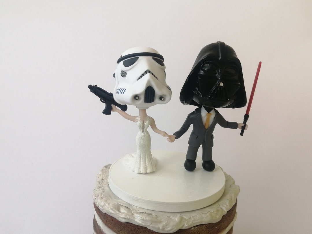 Wedding Cake Topper Starwars Inspired Couple Bride With Helmet ...