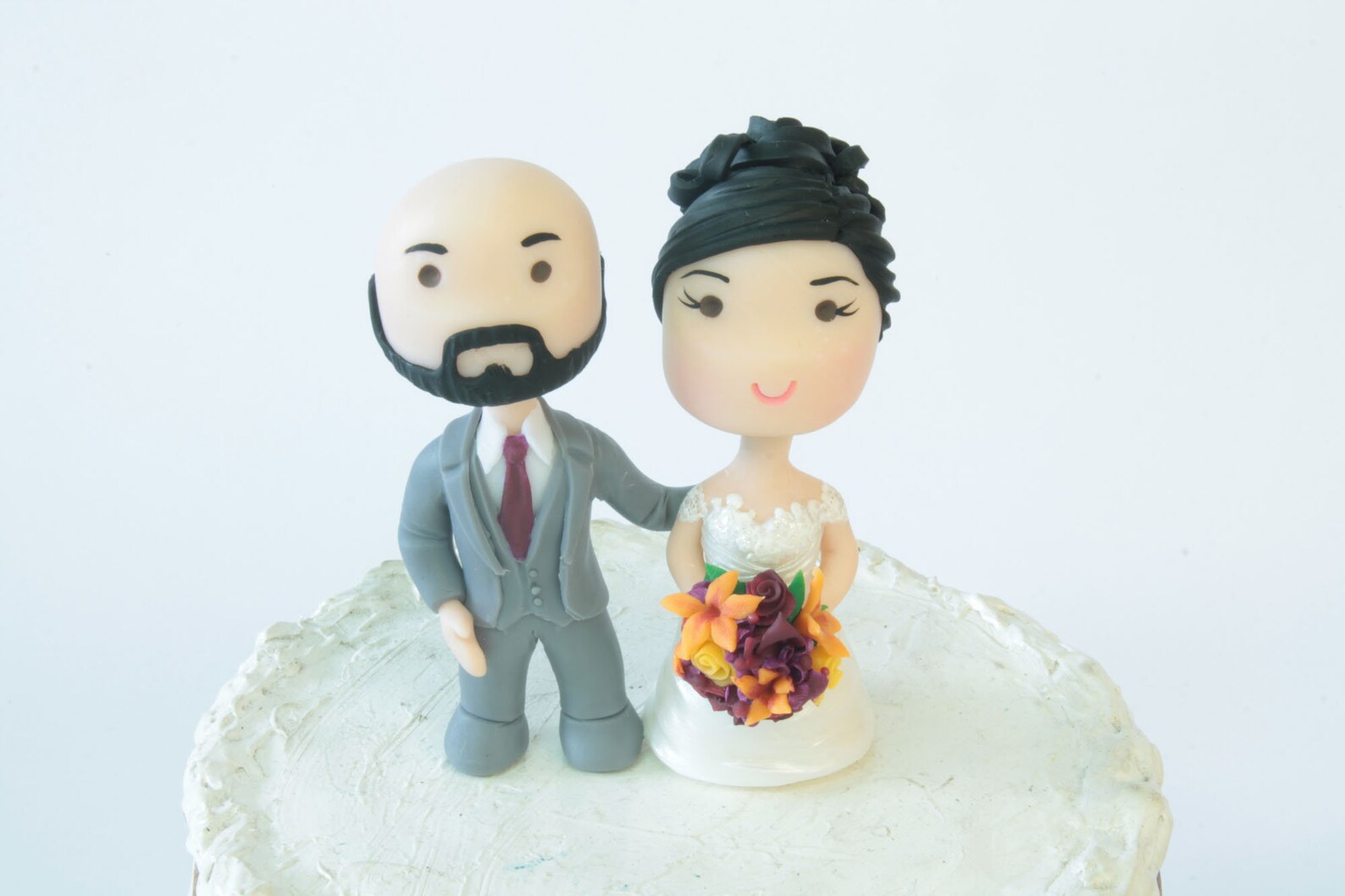 Chibi Wedding Cake Topper Bald Anime Couple Bride and Groom | Etsy