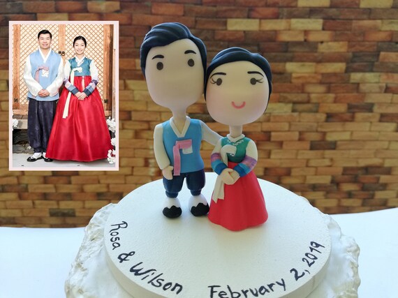 Personalized korean Chibi Wedding Cake Topper Anime Couple | Etsy
