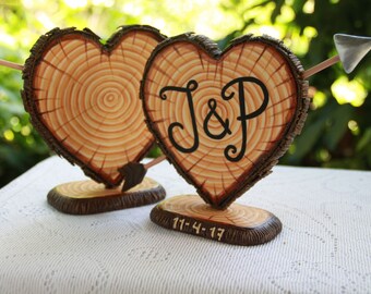 Rustic Wedding Cake Topper Letter J & M Personalized Cake | Etsy