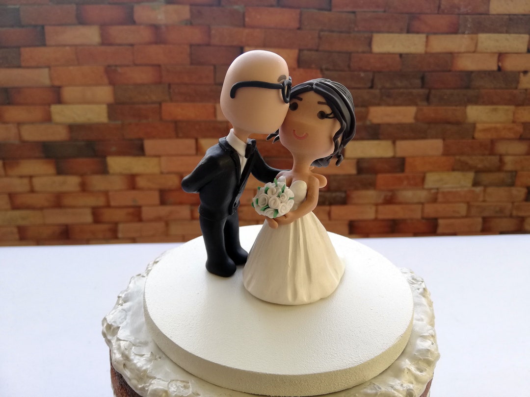 Chibi Wedding Cake Topper Anime Couple Bride and Groom With Written - Etsy