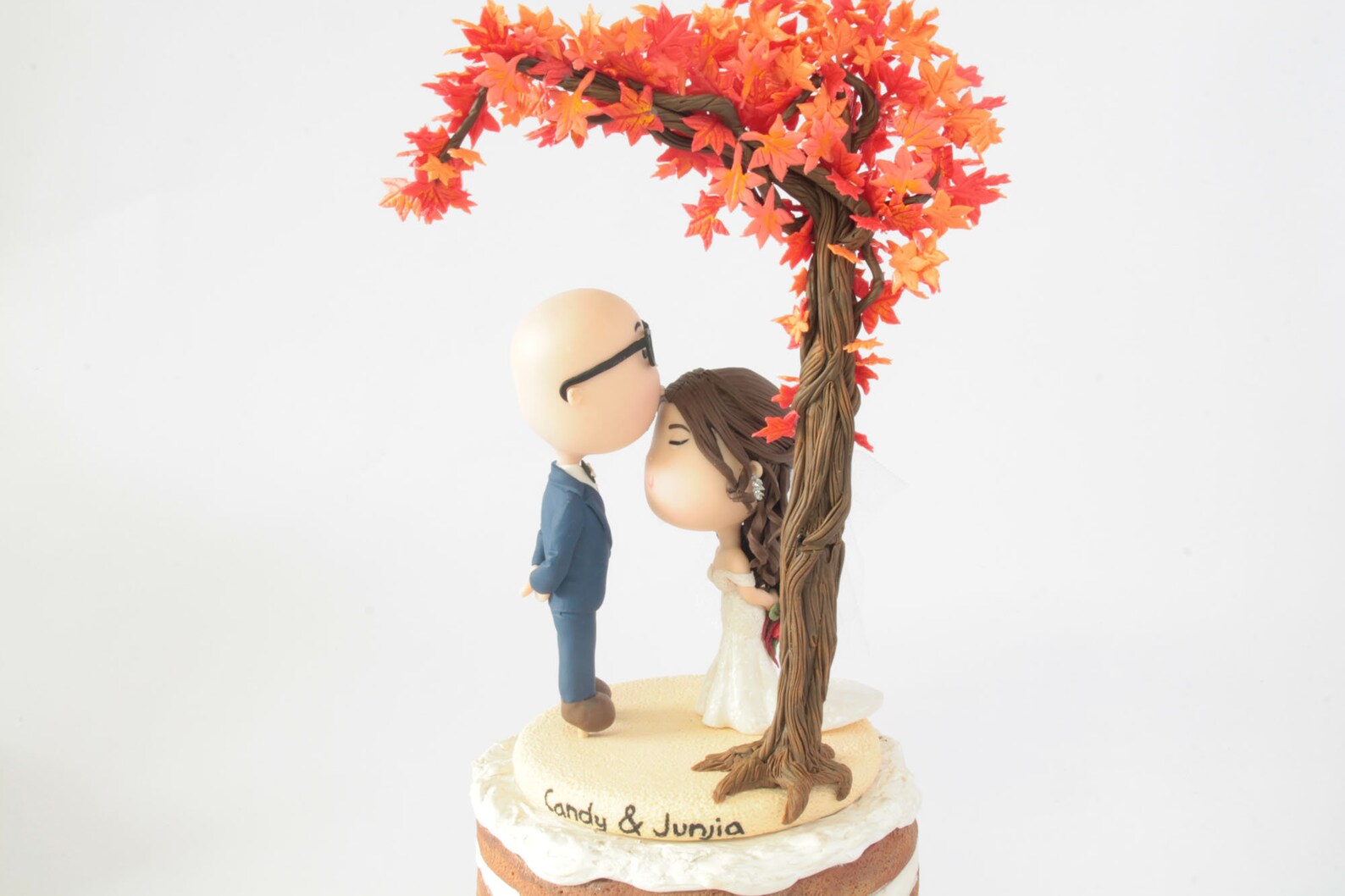 Wedding Cake Topper With Tree Personalized Fall Autumn Theme | Etsy