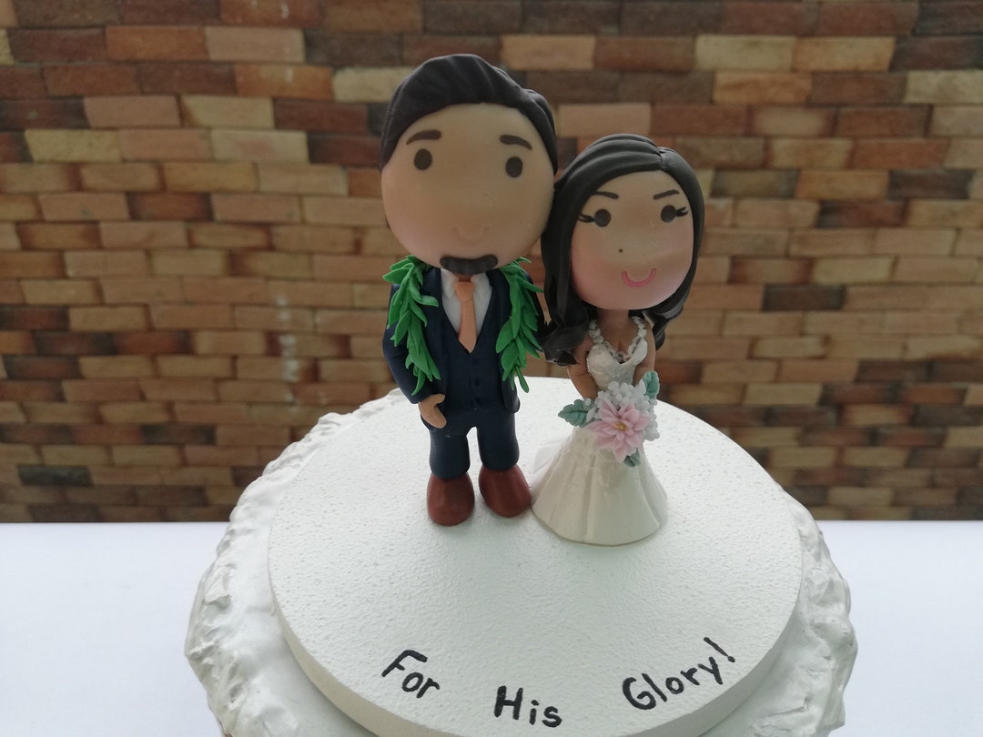 Chibi Wedding Cake Topper Hawaiian Theme Anime Couple Bride - Etsy