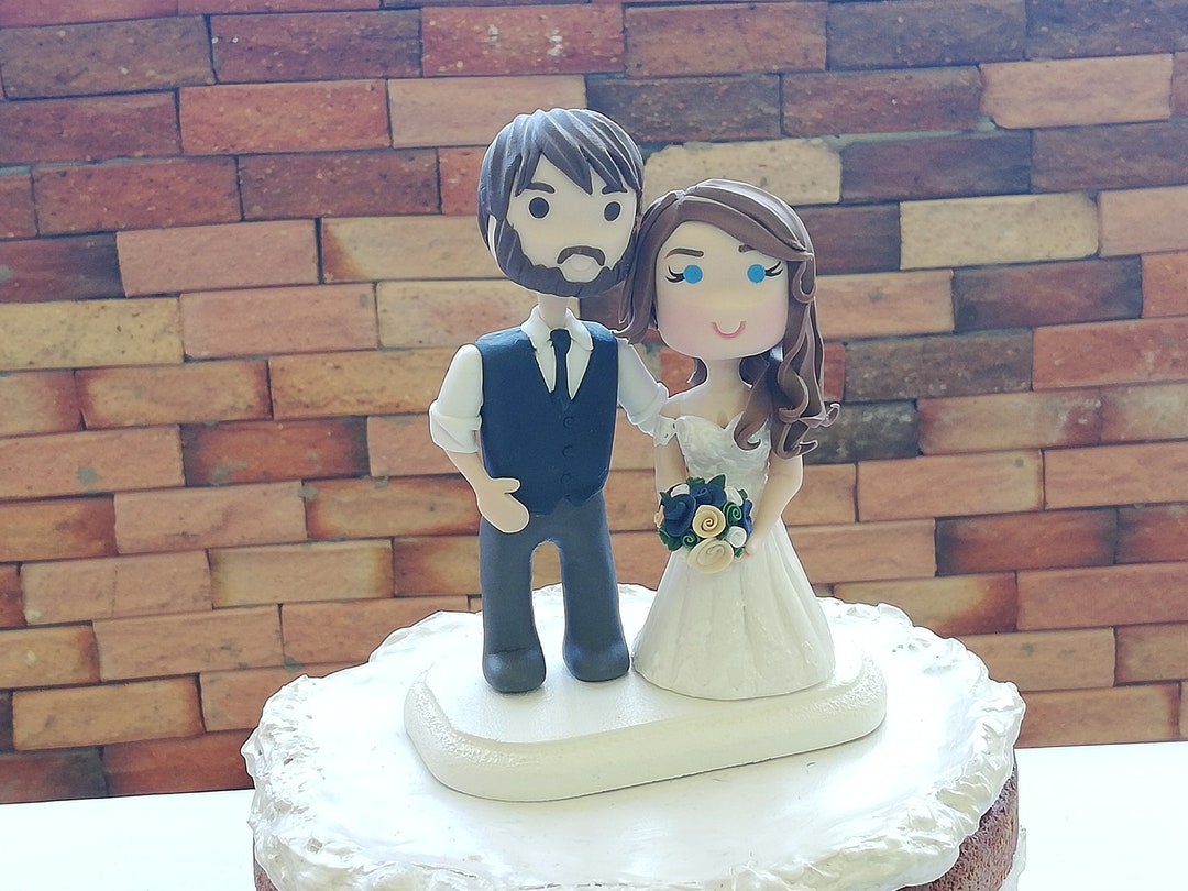 Chibi Wedding Cake Topper Bald Anime Couple Bride and Groom - Etsy