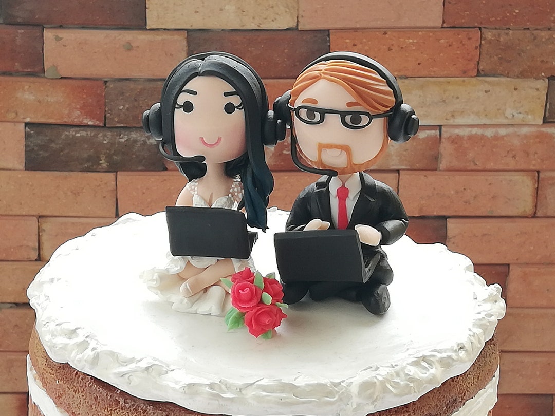 Chibi Wedding Cake Topper Gamer Pareja Jugadores Anime Pareja Novia Y ...