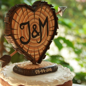 Rustic Wedding Cake Topper Letter J & M Personalized Cake Topper ...