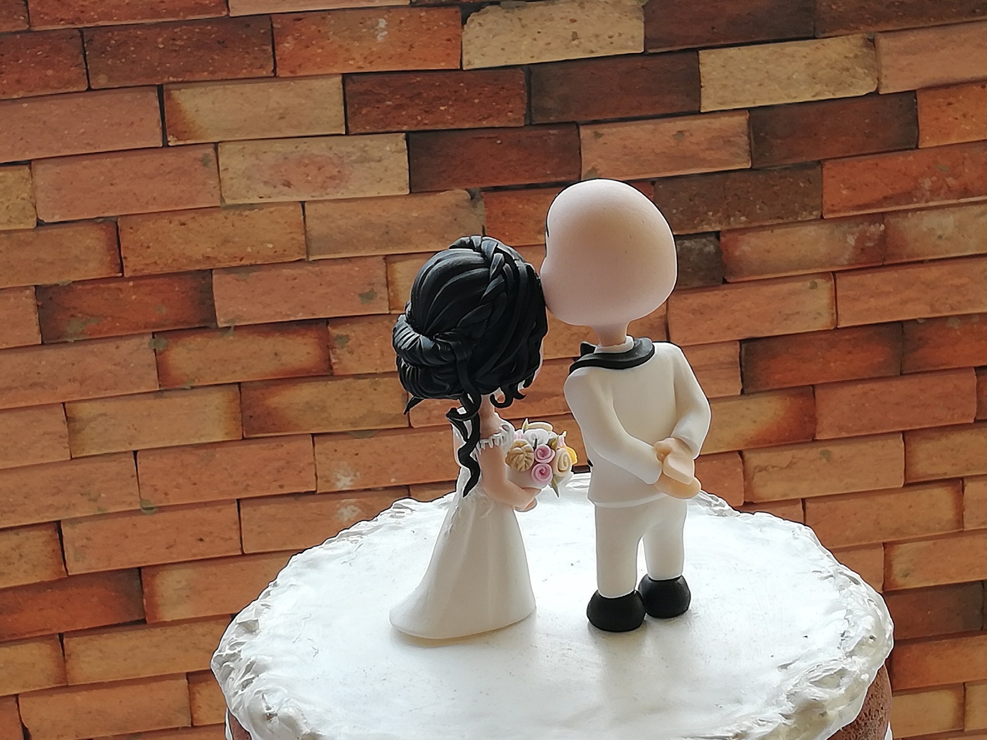 Chibi Wedding Cake Topper Bald Anime Couple Bride and Groom | Etsy