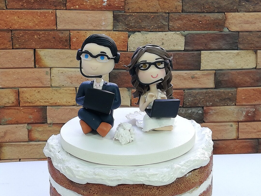Chibi Wedding Cake Topper Gamer Couple Players Anime Couple Bride and ...