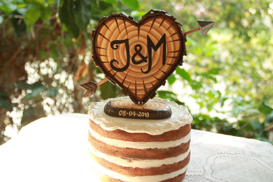 Rustic Wedding Cake Topper Letter J & M Personalized Cake Topper ...