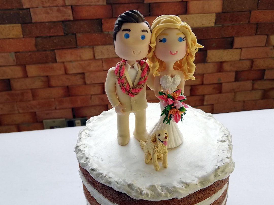 Chibi Wedding Cake Topper Hawaiian Theme Anime Couple Bride - Etsy