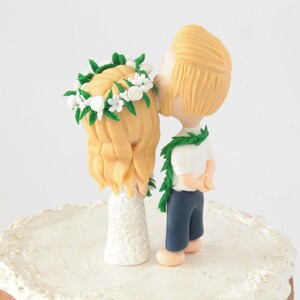 Chibi Wedding Cake Topper Hawaiian Theme Anime Couple Bride and Groom ...