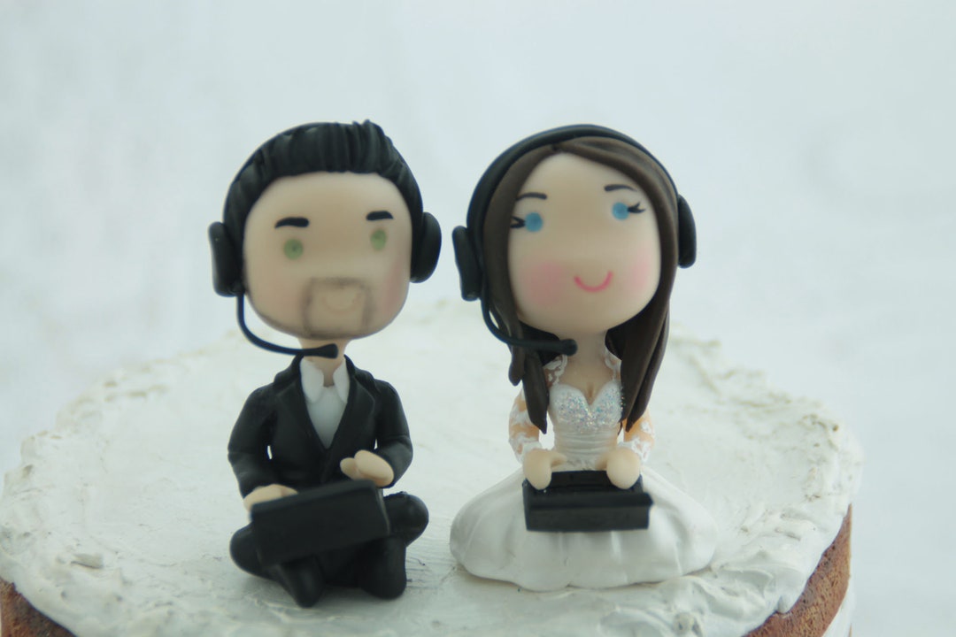 Chibi Wedding Cake Topper Gamer Couple Players Anime Couple Bride and ...