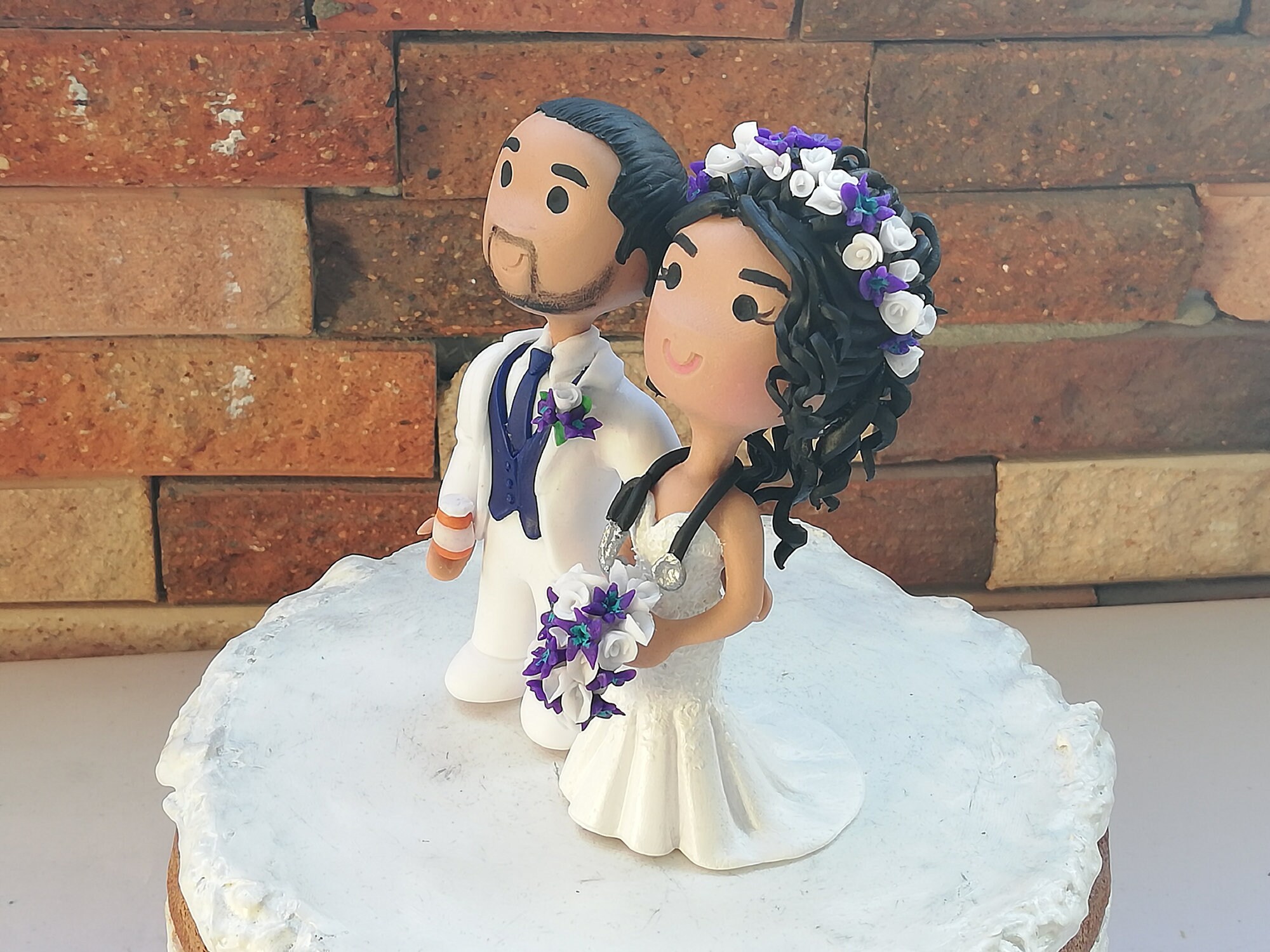 Chibi Wedding Cake Topper Hawaiian Theme Anime Couple Bride - Etsy