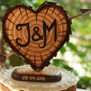Rustic Wedding Cake Topper Letter J & M Personalized Cake Topper ...