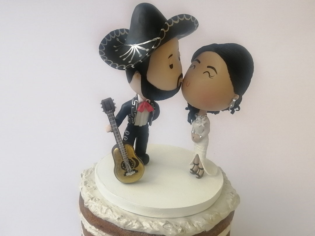 Traditional Mariachi Mexican Wedding Cake Topper Cheek Kissing - Etsy