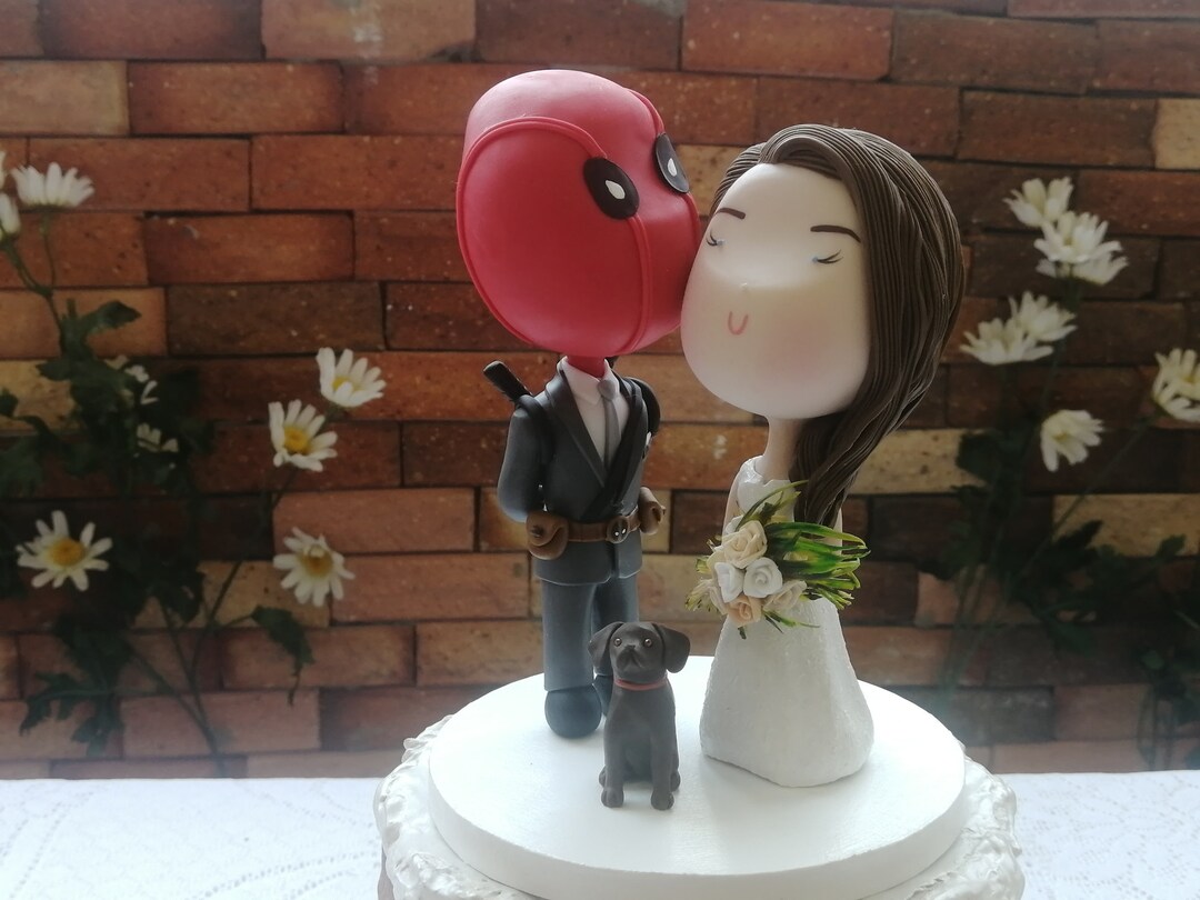 Super Hero Wedding Cake Topper Custom Deadpool Groom & Bride Wedding ...