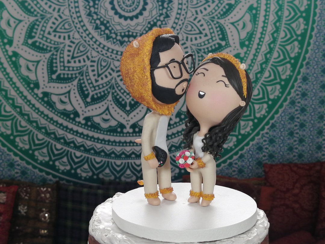 Wedding Cake Topper Gamer Couple Player Lion Onesie Groom & Lioness ...
