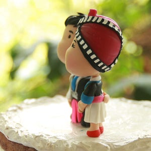 Hmong Chibi Wedding Cake Topper Anime Couple Bride and Groom Figurines ...
