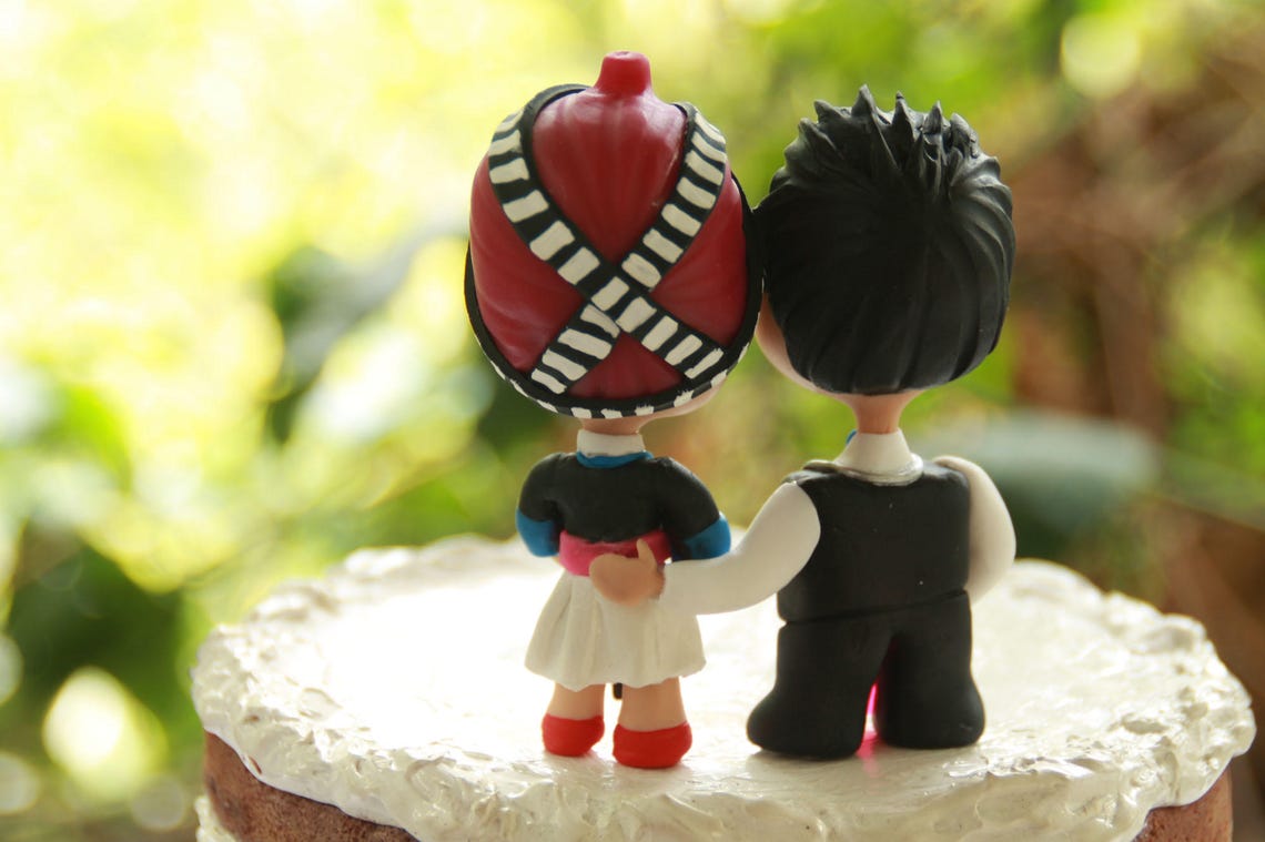 Hmong Chibi Wedding Cake Topper Anime Couple Bride and Groom | Etsy