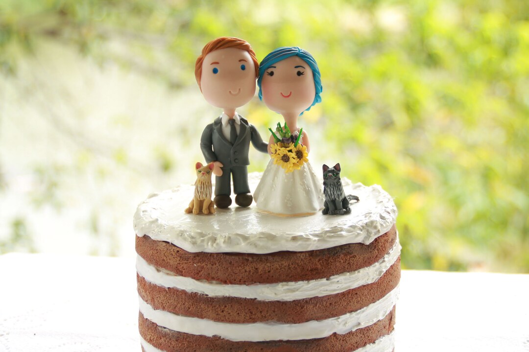 Chibi Wedding Cake Topper Anime Couple Bride and Groom Figurines ...