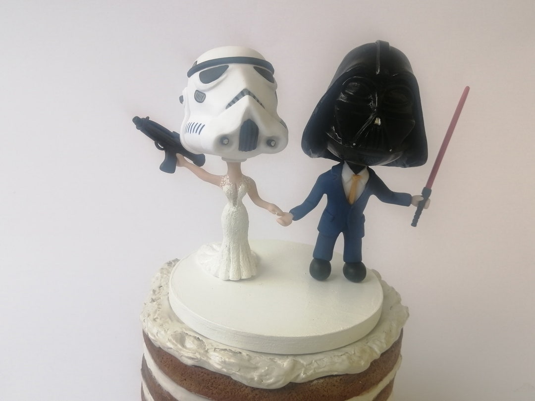 Wedding Cake Topper Starwars Inspired Couple Bride With Helmet ...