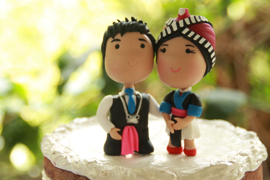 Hmong Chibi Wedding Cake Topper Anime Couple Bride and Groom - Etsy