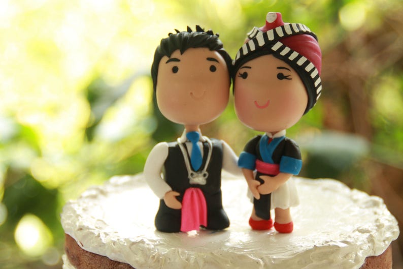 Hmong Chibi Wedding Cake Topper Anime Couple Bride and Groom - Etsy