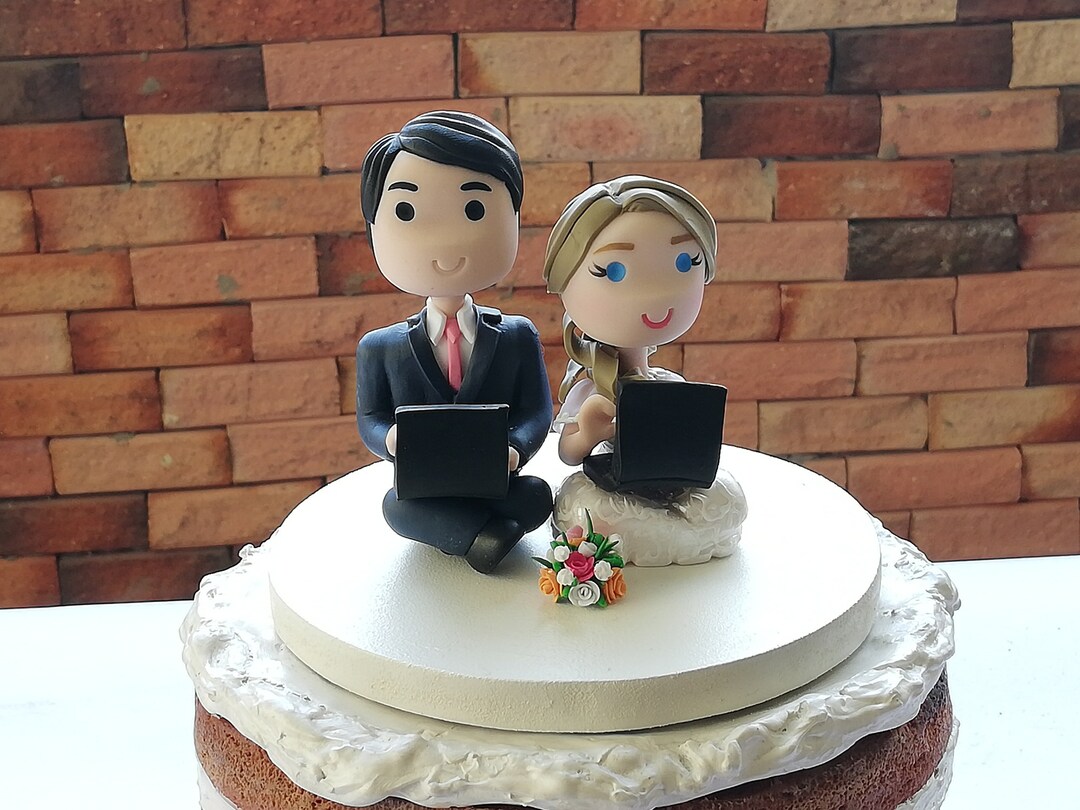 Chibi Wedding Cake Topper Gamer Couple Players Anime Couple Bride and ...