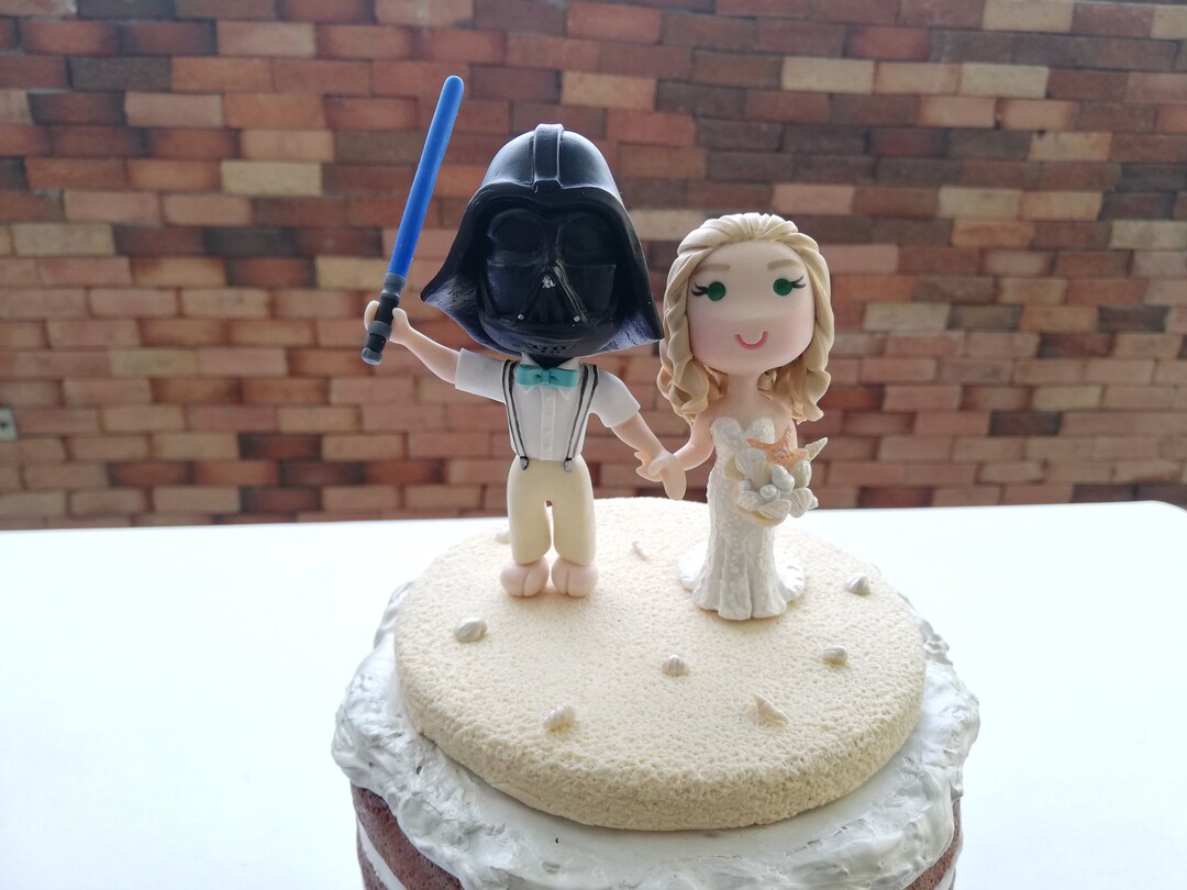 Chibi Wedding Cake Topper Custom Beach Wedding Cake Topper With Sand ...