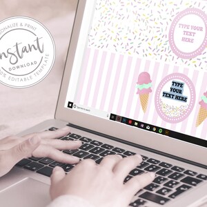 Ice Cream Party Bottle Label Template, INSTANT DOWNLOAD, Printable ...