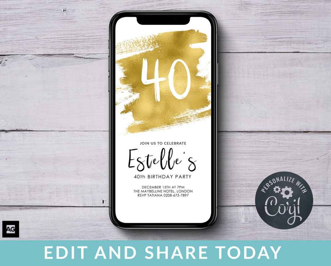 40th Birthday Invitation, Text Message Birthday Invites, SMS Cell Phone ...