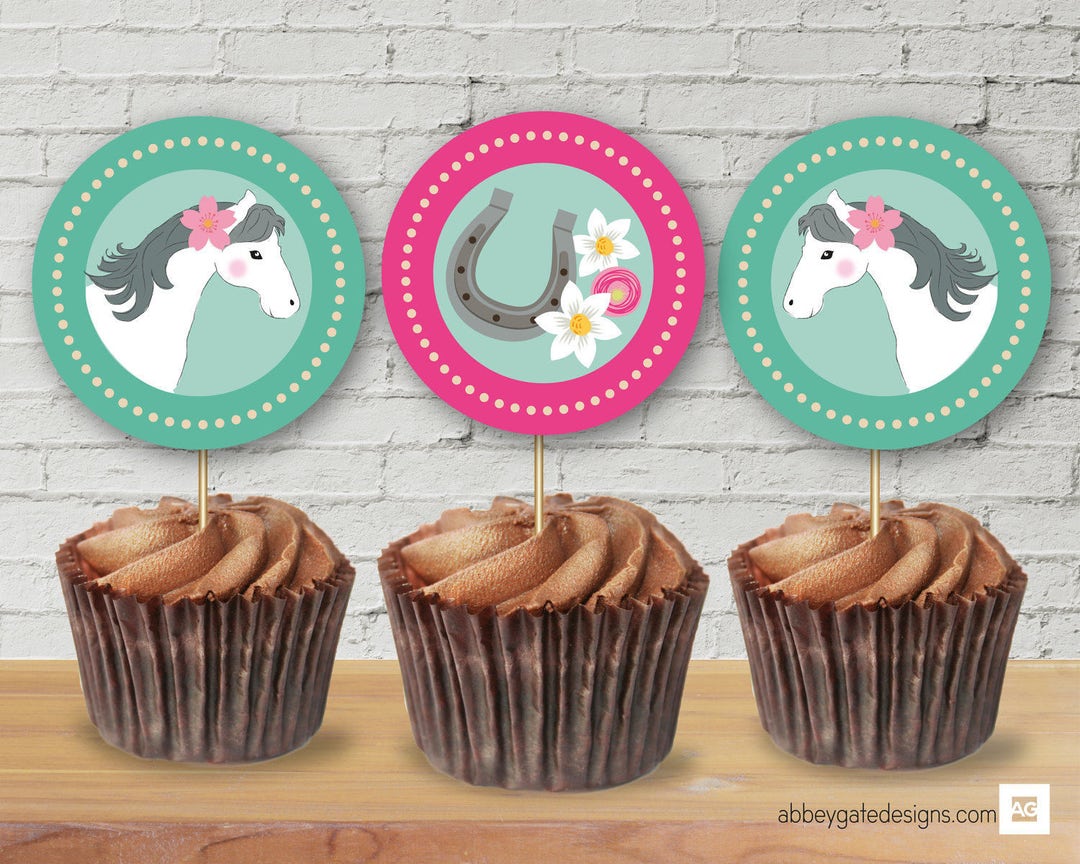 Horse Cupcake Toppers, Horse Stickers, Horse Party Decor, Horse Party ...