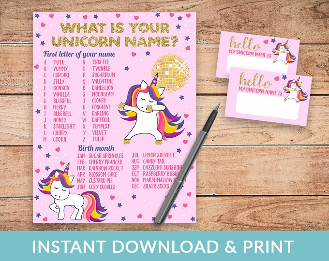 Unicorn Name Generator Unicorn Name Game Unicorn Party Game - Etsy UK