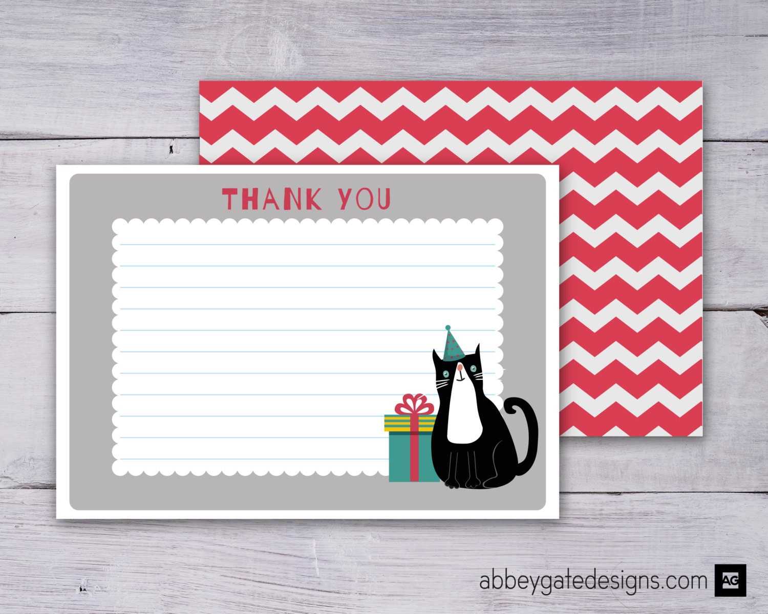 Cat Thank You Card, Cat Thank You Note, Printable Thank You Note ...