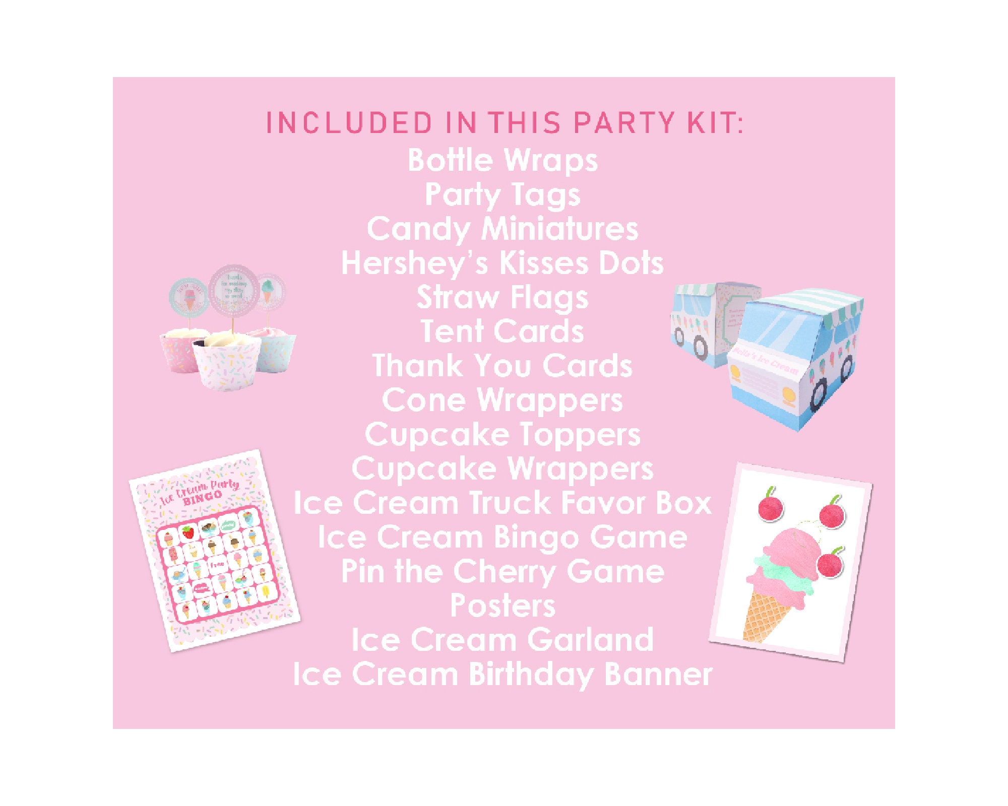 Ice Cream Party Package EDITABLE INSTANT DOWNLOAD Ice Cream | Etsy UK