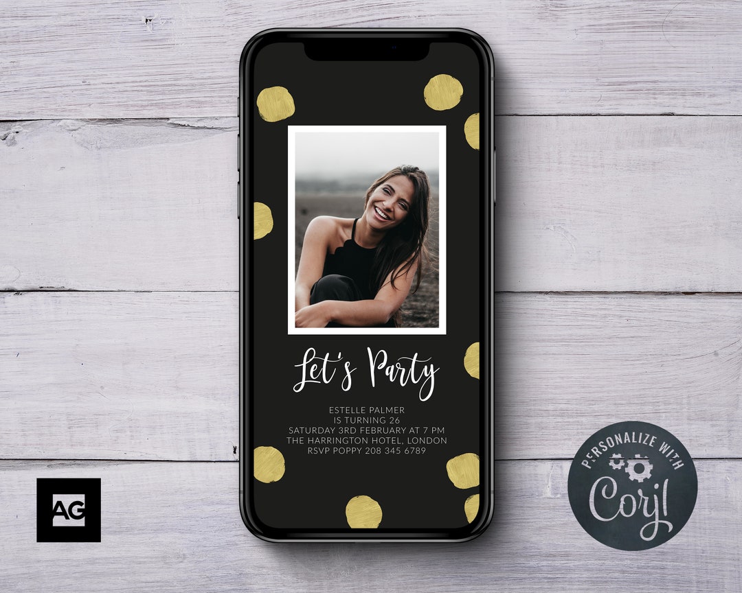 Phone Party Invitation, Electronic Birthday Party Invitation, INSTANT ...