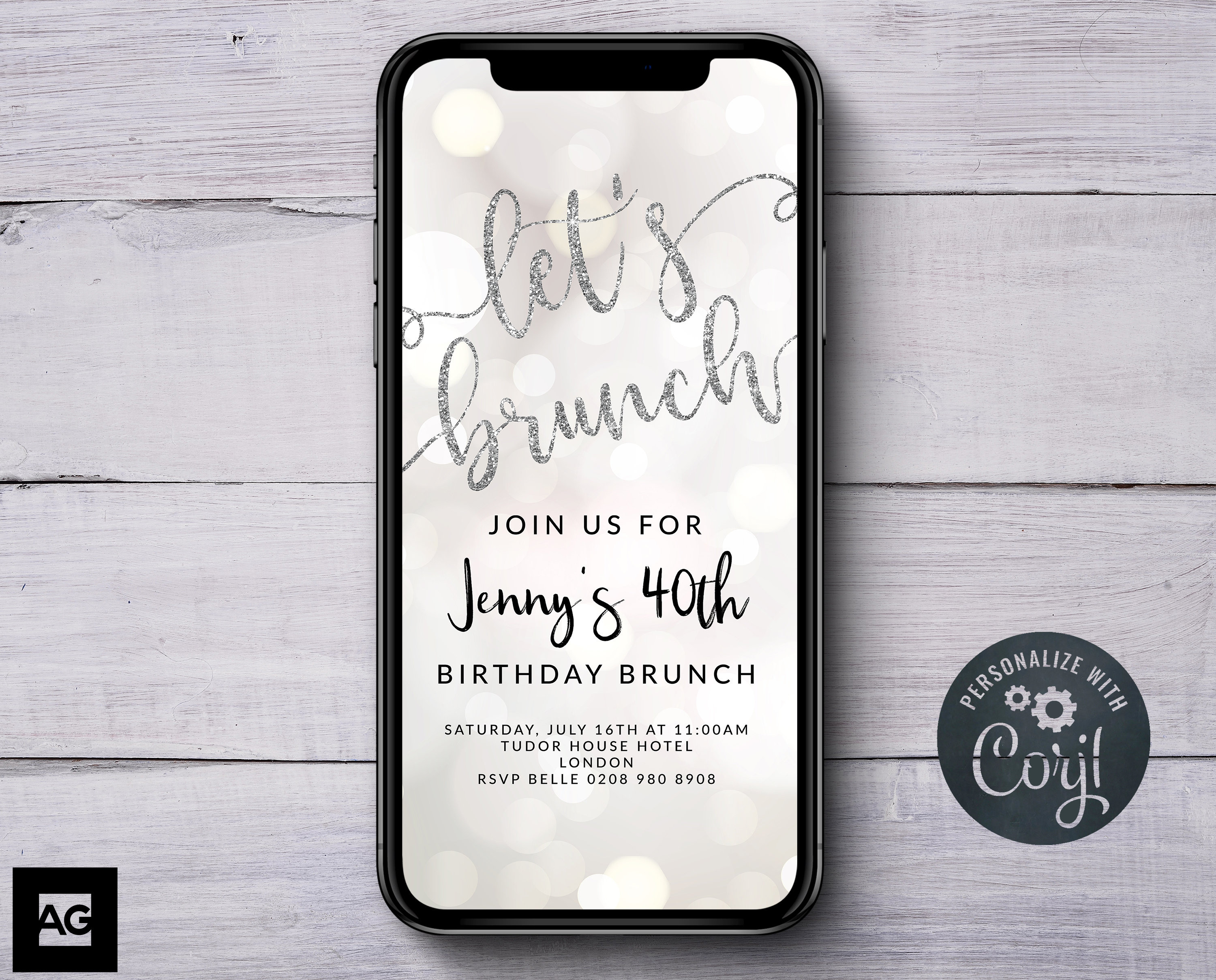 Let's Brunch Evite Birthday Brunch Evite Text Message - Etsy UK