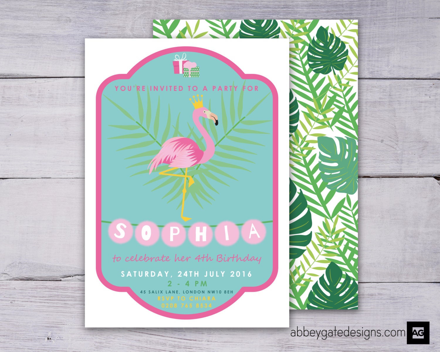 Personalised Flamingo Invitation, Flamingo Party Invitation, Printable ...