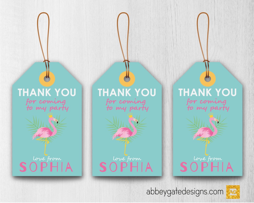 Printable Flamingo Party Favour Tags, Personalised Party Tags, Flamingo ...