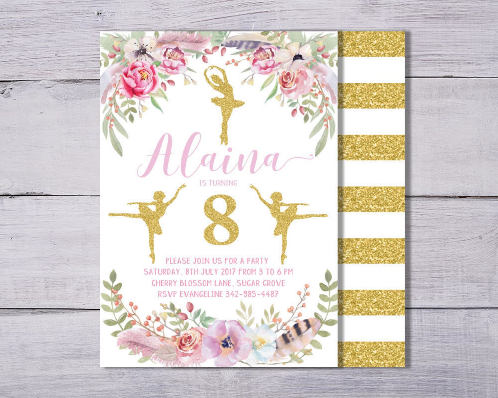 Ballerina Invitation Ballerina Birthday Invitation Ballet - Etsy UK